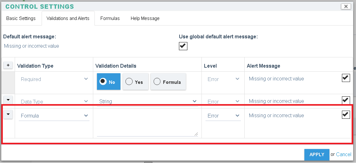 Validation Formula